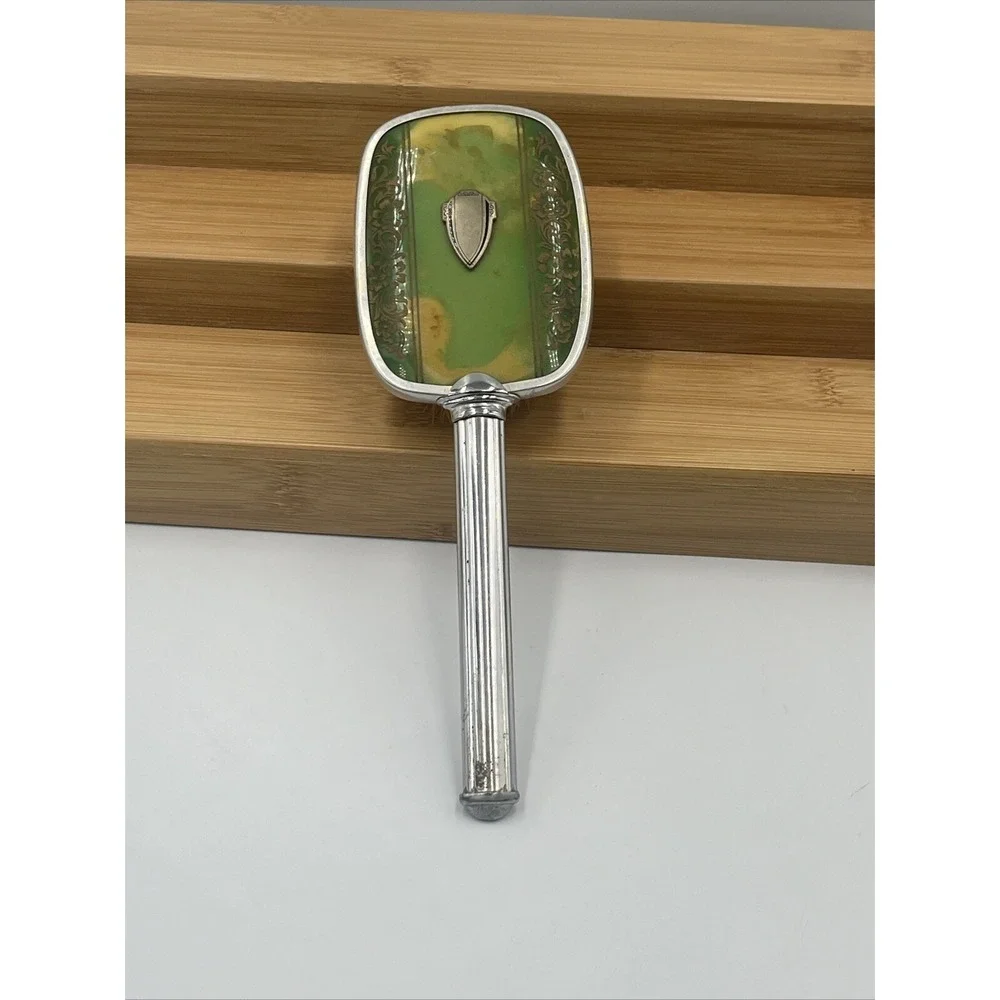 Makeup | Vintage Vanity Hair Brush Green Design With Silver Tone ...